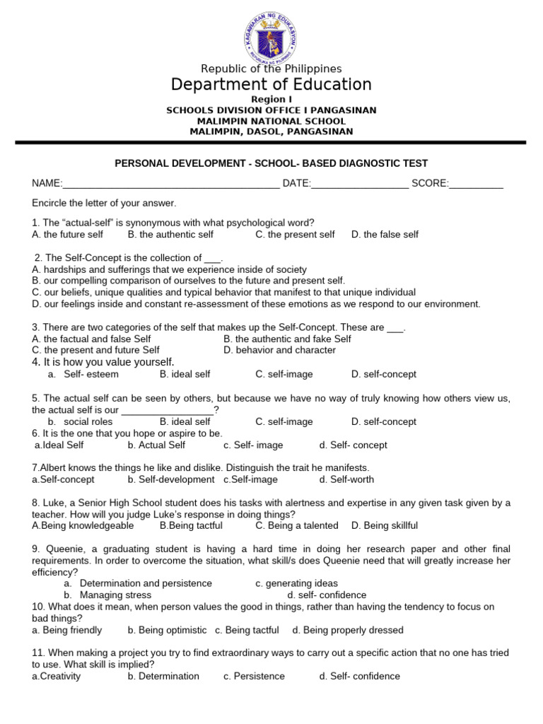 Personal Development Diagnostic Test | PDF | Neuron | Emotions