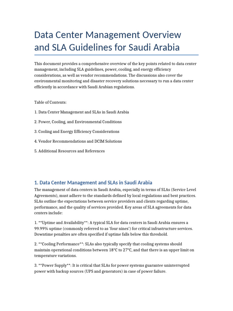 Data Center SLA and Management Guidelines SA | PDF | Data Center ...