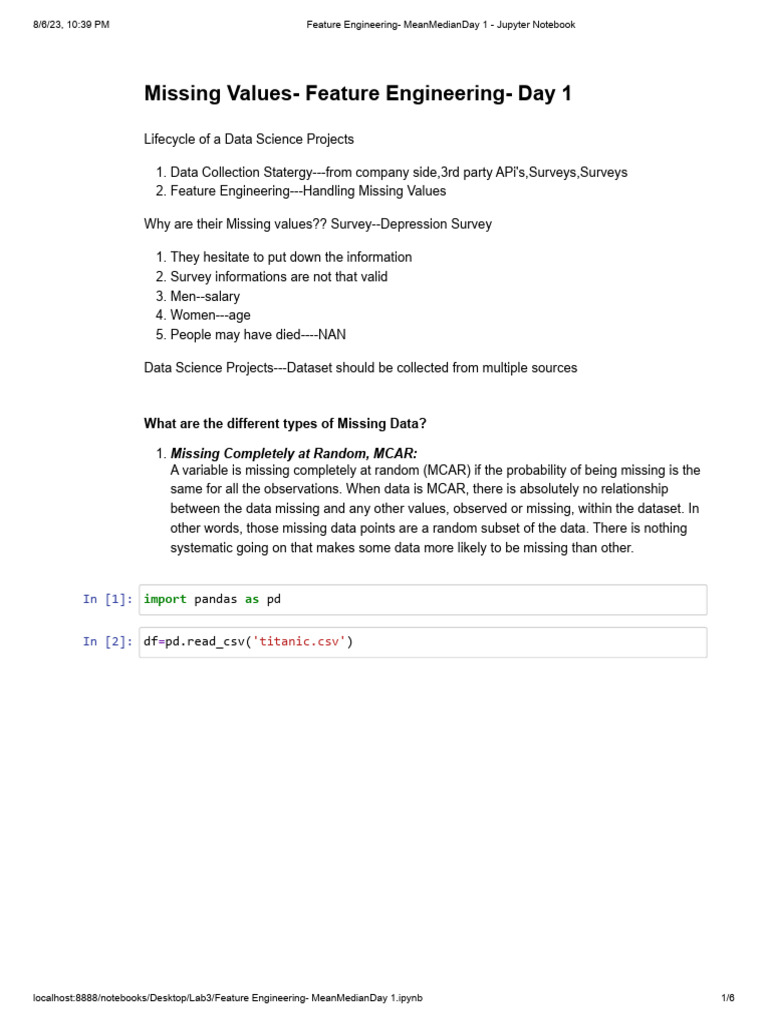 Feature Engineering - MeanMedianDay 1 - Jupyter Notebook | PDF | Mean ...