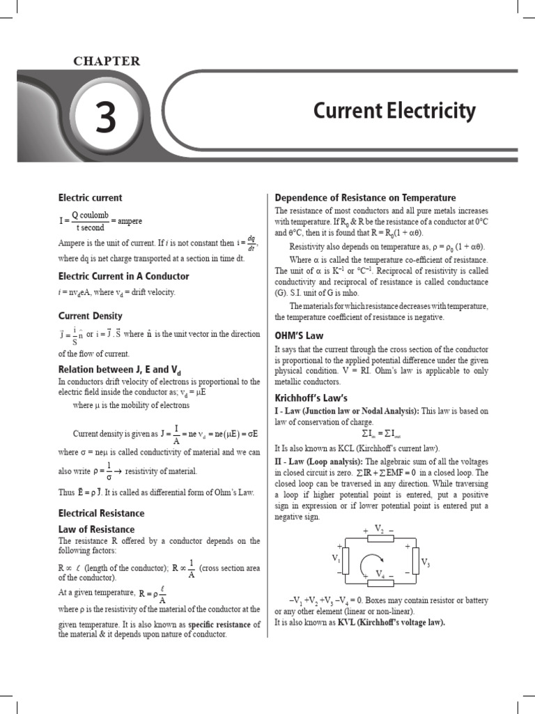 03 - Current Electricity - Theory | PDF | Electrical Resistivity And ...
