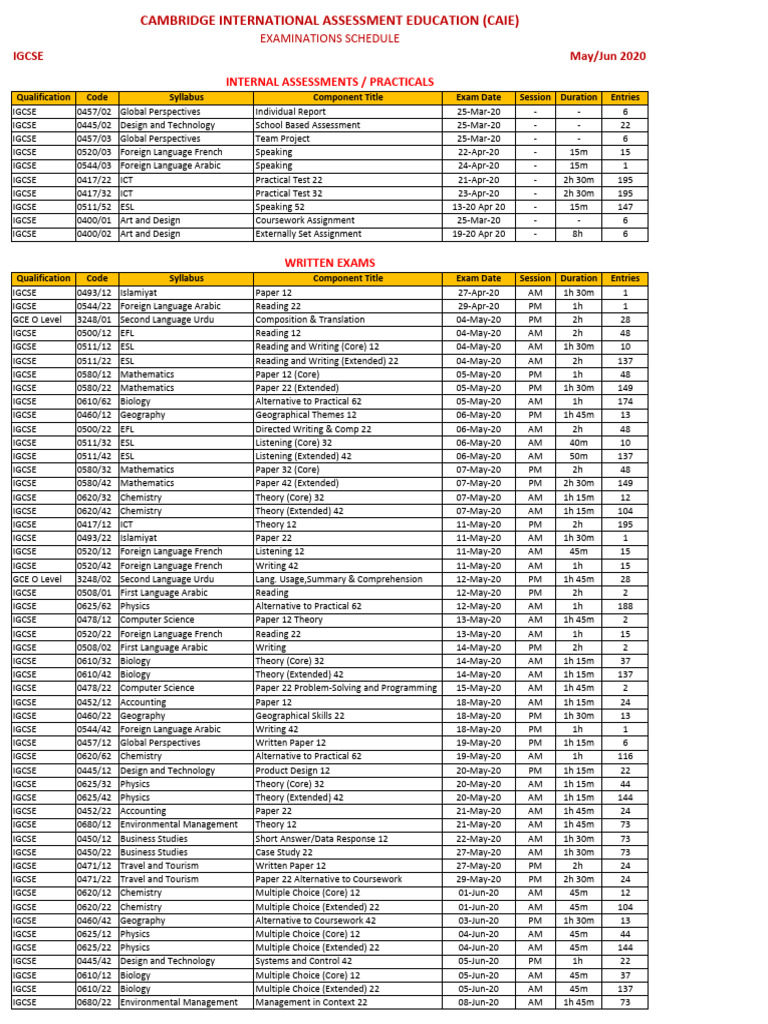 IGCSE-Time-table-16-Feb | PDF | Qualifications | Student Assessment And ...