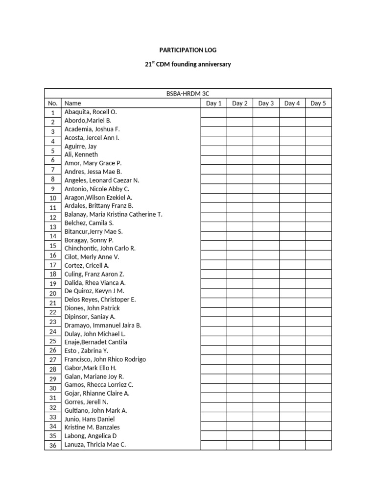 Participation Log | PDF