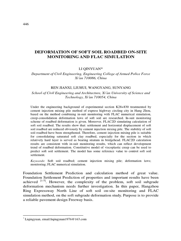 Soft Soil Roadbed Deformation Study | PDF | Deep Foundation | Applied ...