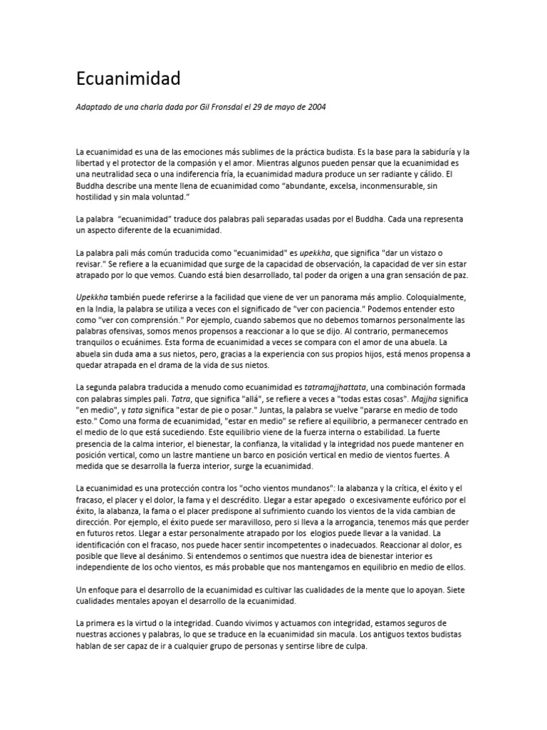 Ecuanimidad | PDF | Bienestar | Mente