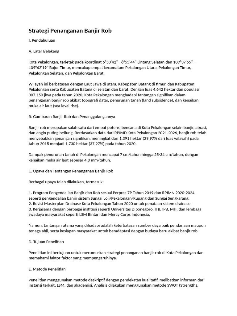 Strategi Penanganan Banjir Rob | PDF | Bisnis | Ilmu Sosial