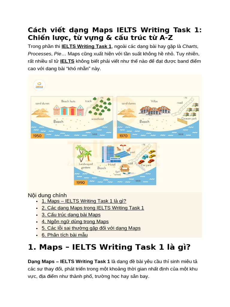 Cách Viết Dạng Maps IELTS Writing Task 1 | PDF