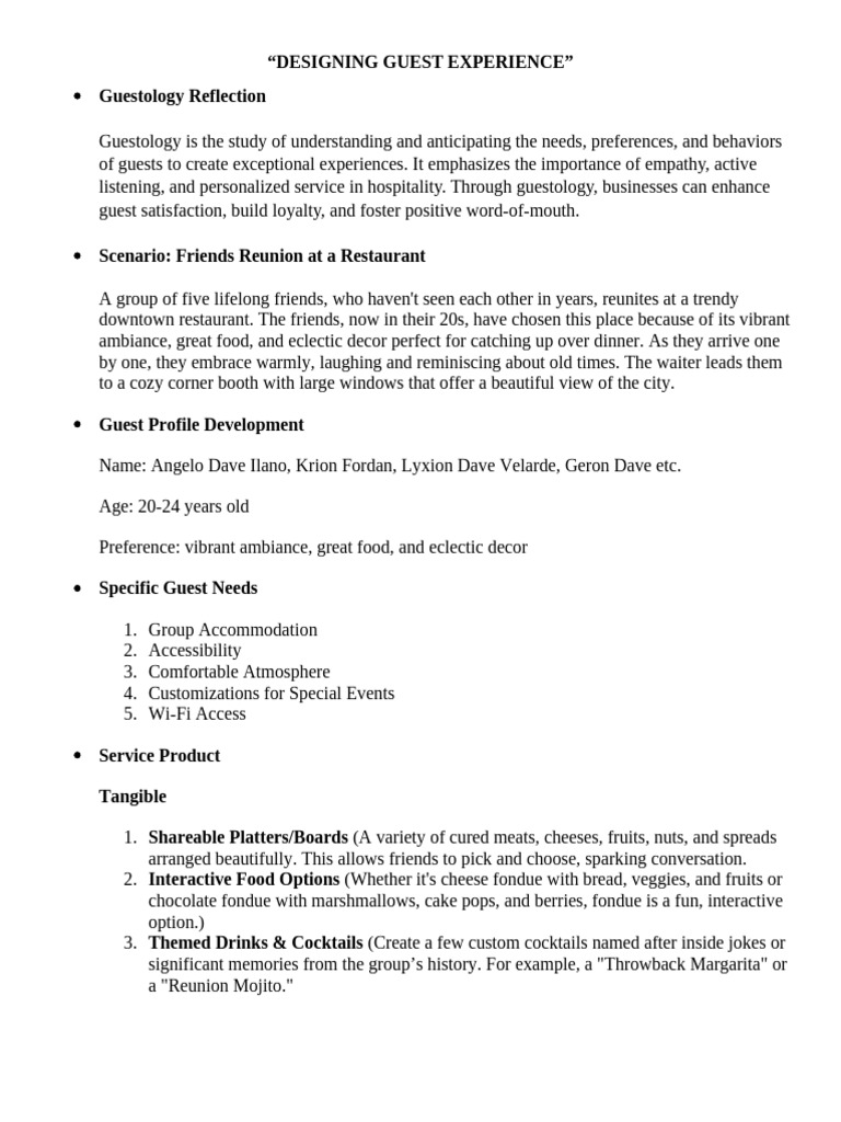 Designing Guest Experience | PDF | Menu | Restaurants