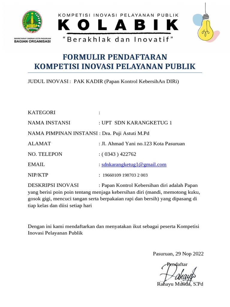 Formulir Pendaftaran | PDF | Sains & Matematika