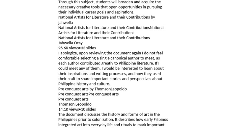 National Artists & Pre-Conquest Art | PDF