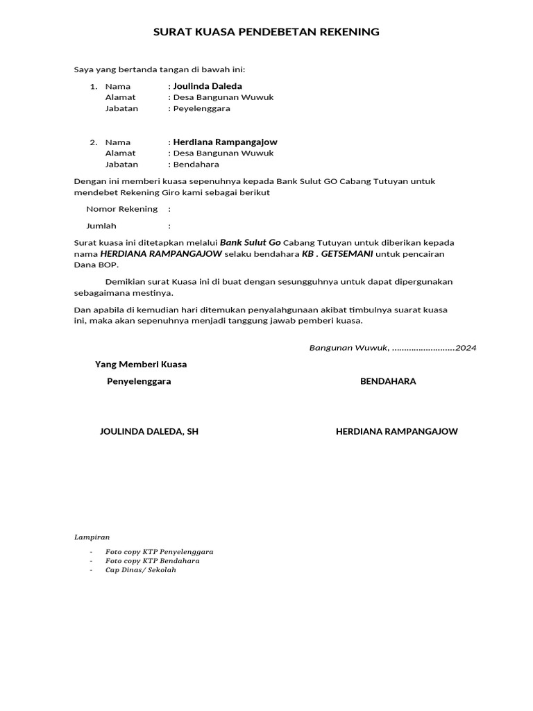 Surat Kuasa | PDF | Olahraga & Rekreasi