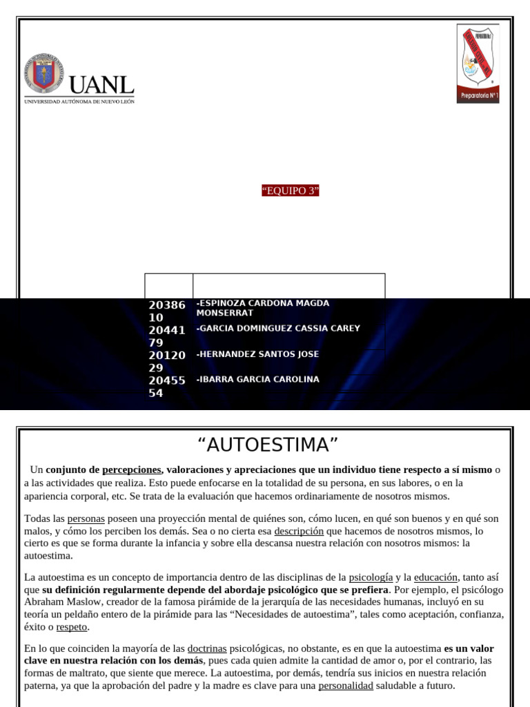 .Equipo3 Ev2 Op | PDF | Autoestima | Trastorno depresivo mayor