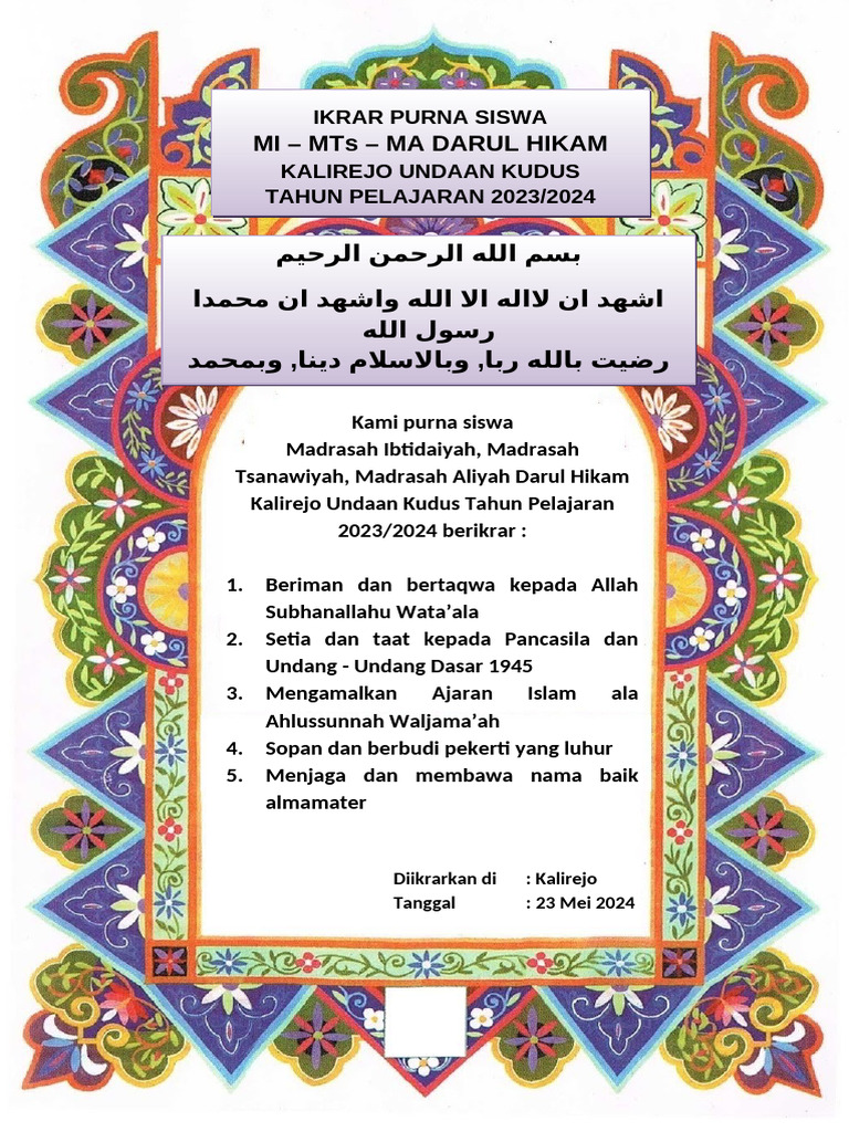 Ikrar Purna Siswa | PDF