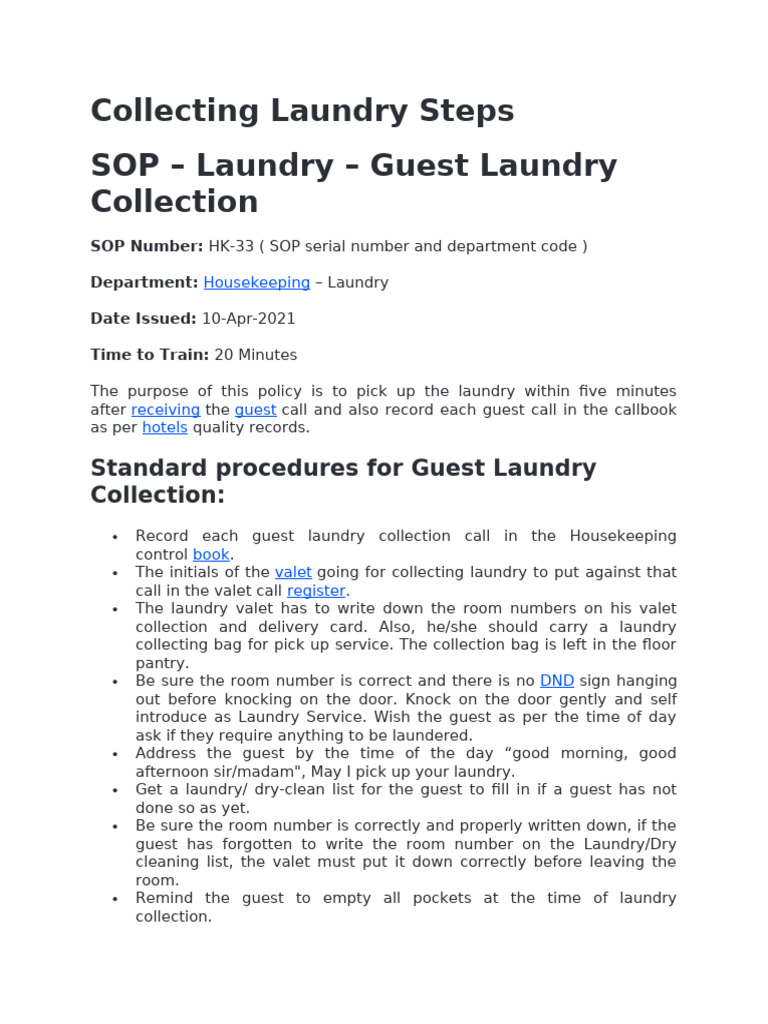 Collecting Laundry Steps | PDF | Laundry | Hygiene
