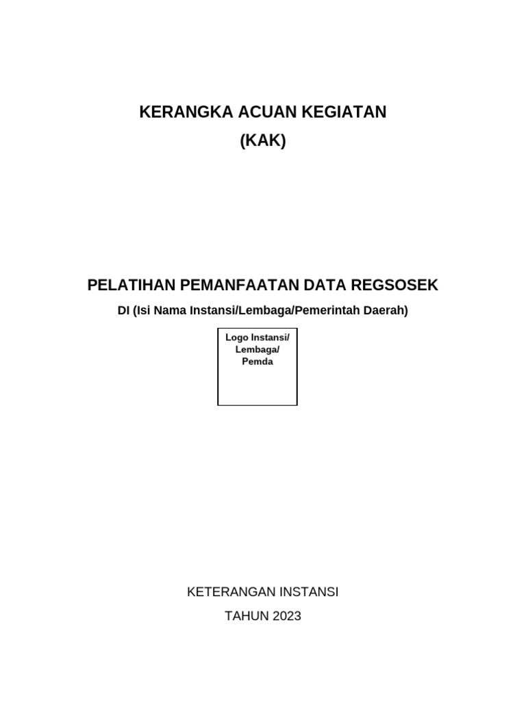 Template KAK Permohonan Fasilitasi Bimtek | PDF