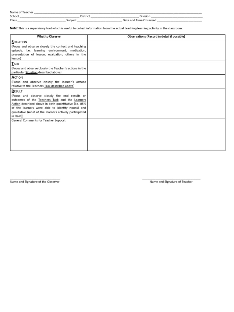 Star Observation Tool Template | PDF | Career & Growth