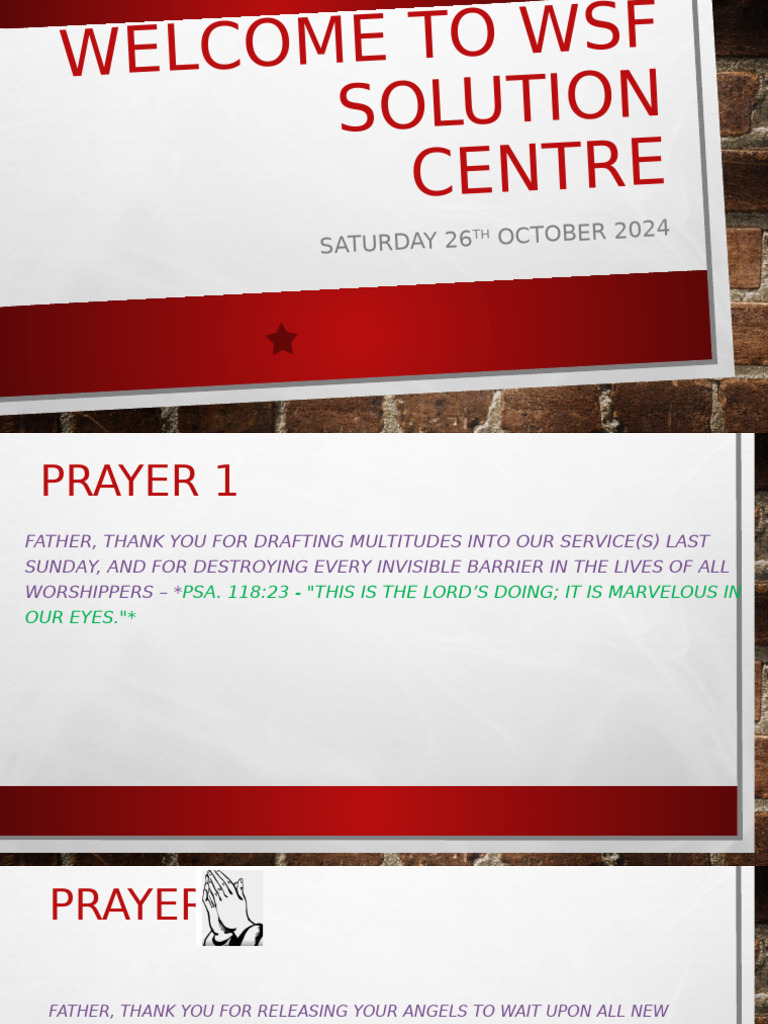 October 26 2024 WSF | PDF | Glory (Religion) | Religious Belief And ...