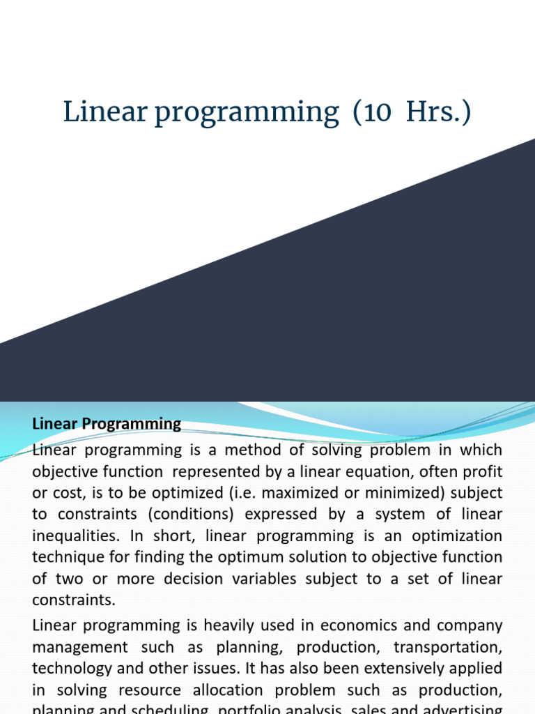 Understanding Linear Programming Basics | PDF | Linear Programming | Mathematical Optimization