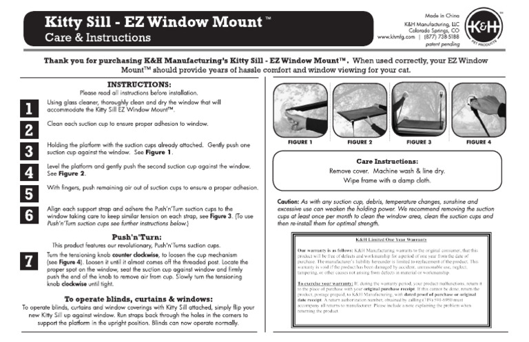 Kitty Sill EZ Window Mount Instruction Manual | PDF