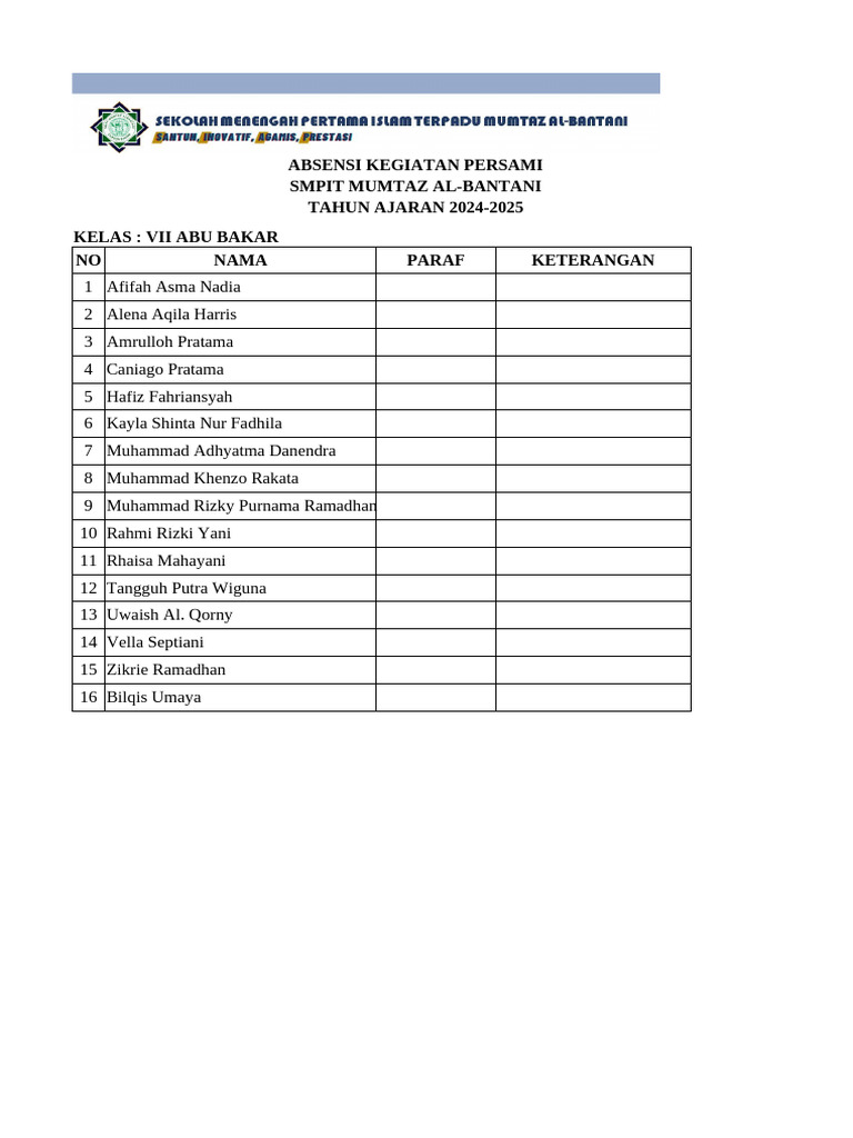 Absensi Persami | PDF