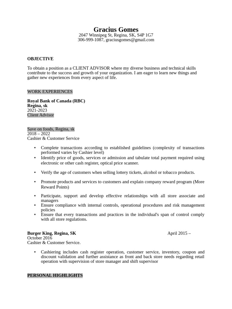 Gracius Gomes Resume 2024 | PDF | Sales | Business