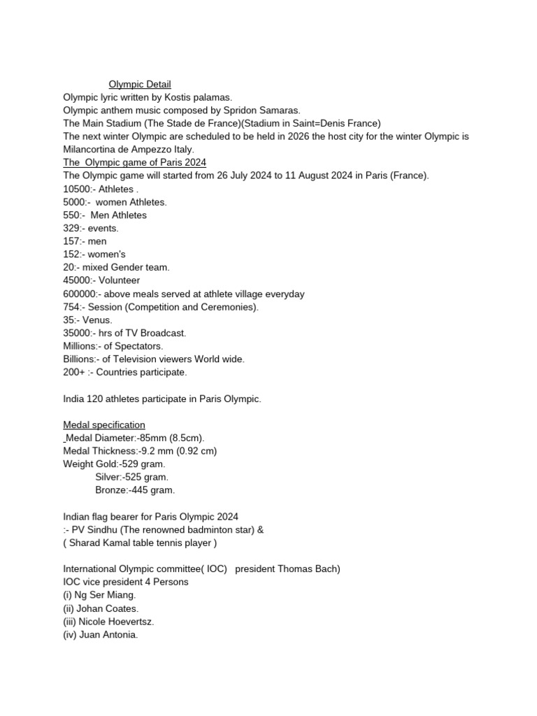 Olympic Details | PDF | Nations At The Olympics | International Sports ...