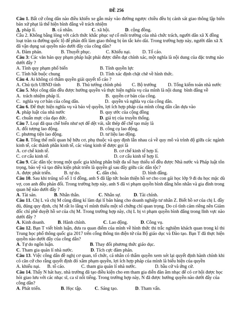 ĐỀ 256 | PDF