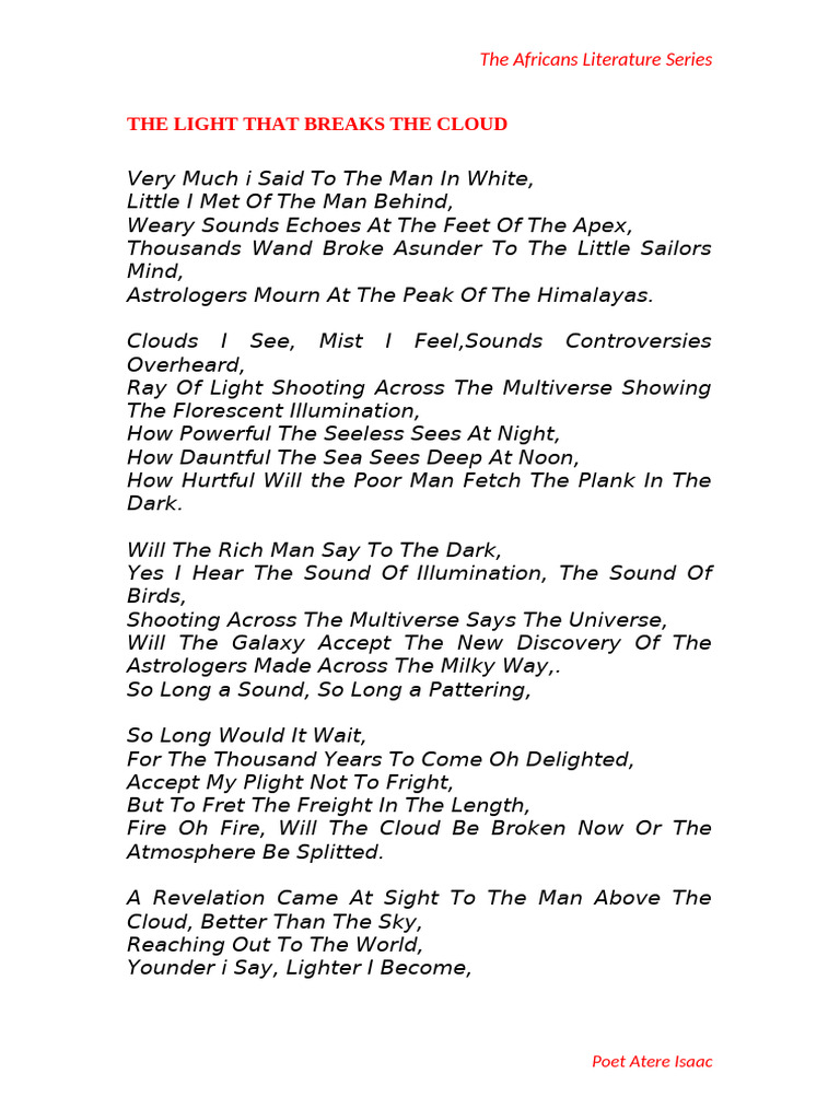 The Light That Breaks The Cloud | PDF | Young Adult
