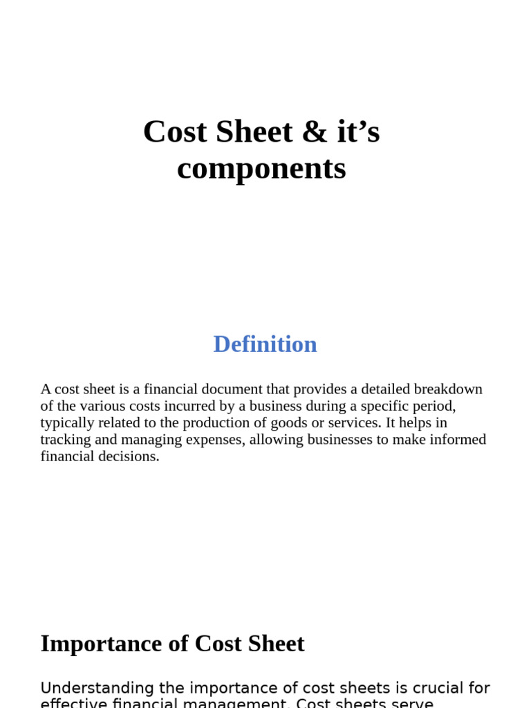 Understanding Cost Sheets and Their Components | PDF | Expense | Cost