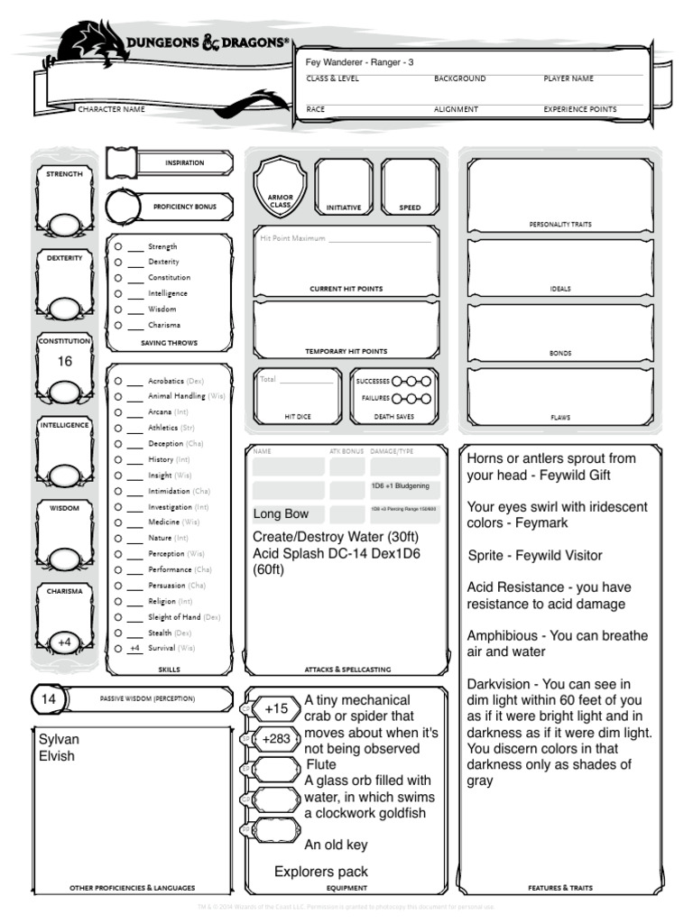 D&D Character Sheet | PDF | Dungeons & Dragons | D20 System