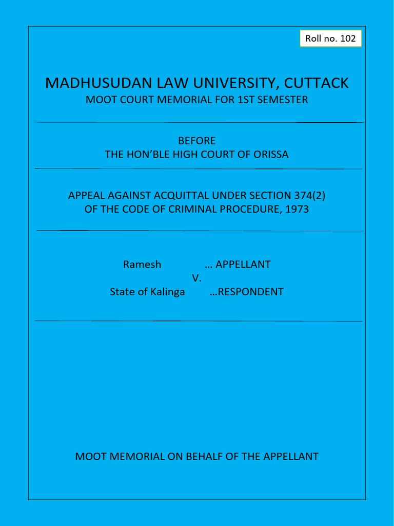 Ipc Moot Memorial Appellant Cover Page 1 | PDF | Law