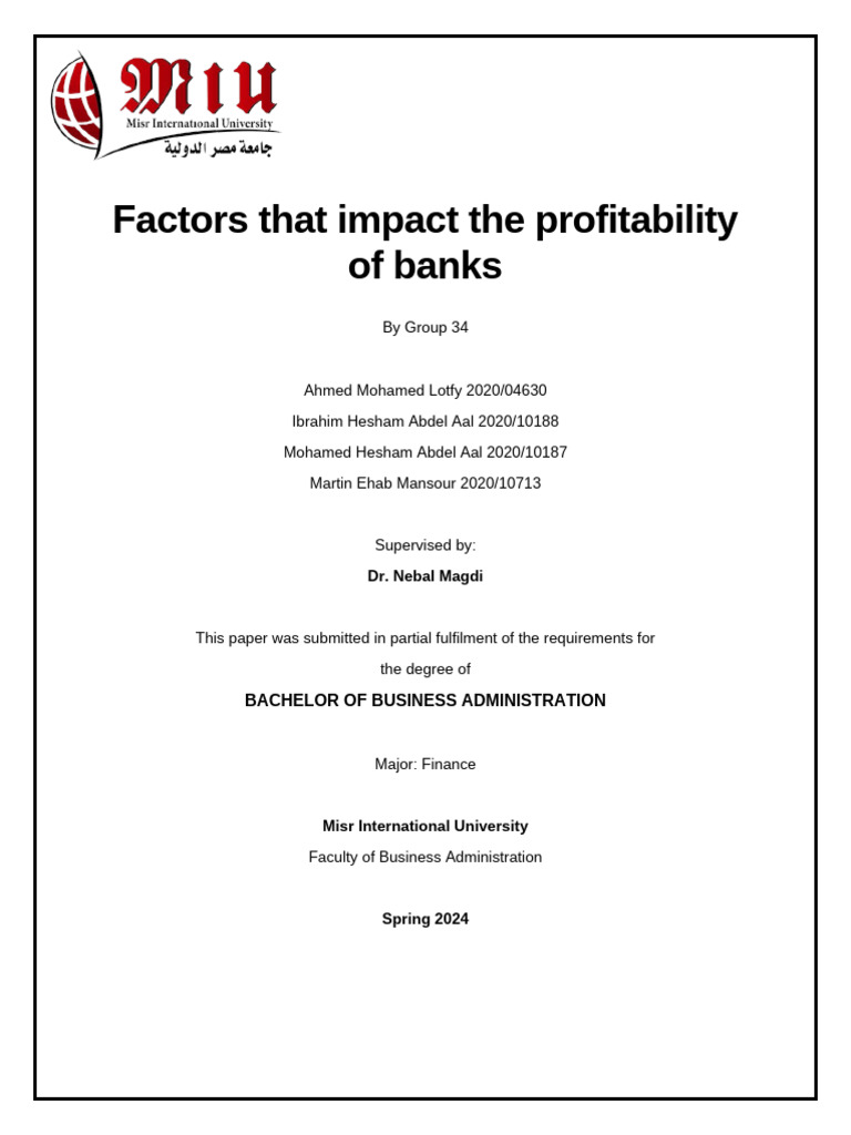Factors That Impact Bank Profitability First Final Draft | PDF | Errors ...