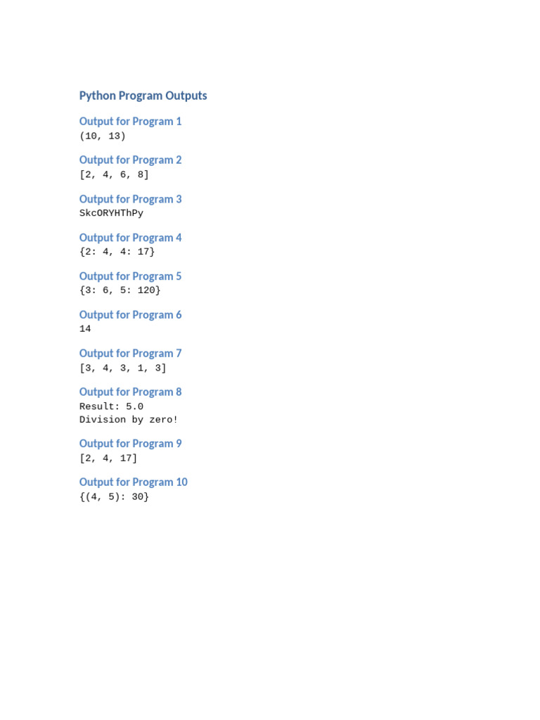 Python Outputs | PDF