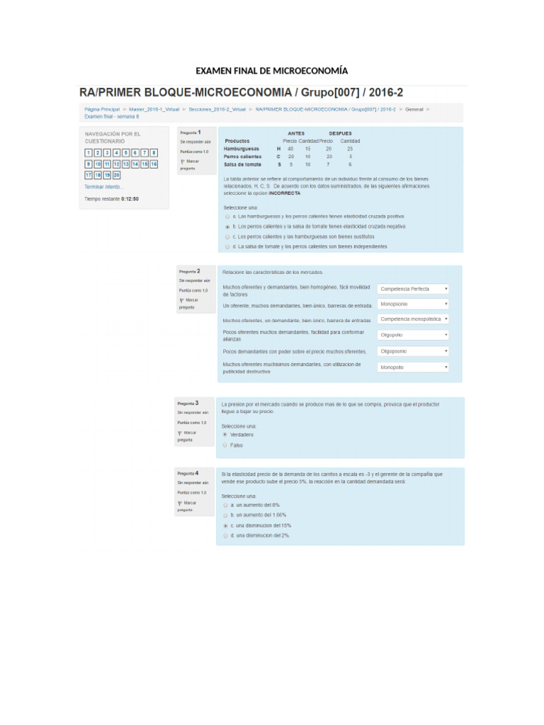 Examen Final de Microeconomía | PDF