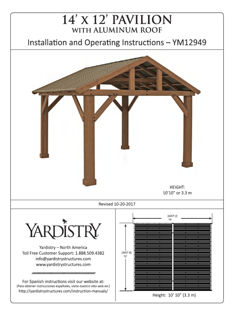 14x12 Wood Pavilion With Aluminum Roof ENG | PDF