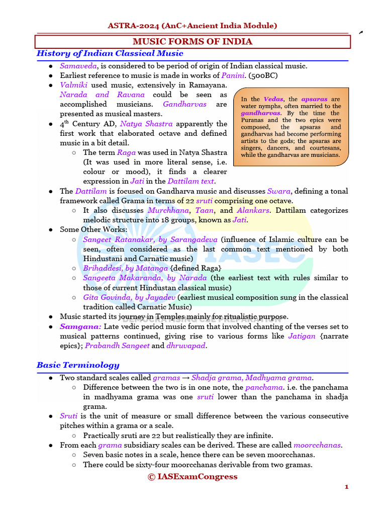 Indian Classical Music Forms Overview | PDF