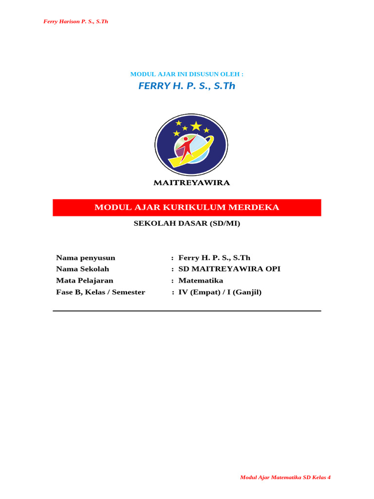 Modul Ajar MTK Unit 1 Kelas 4 Semester 1 | PDF