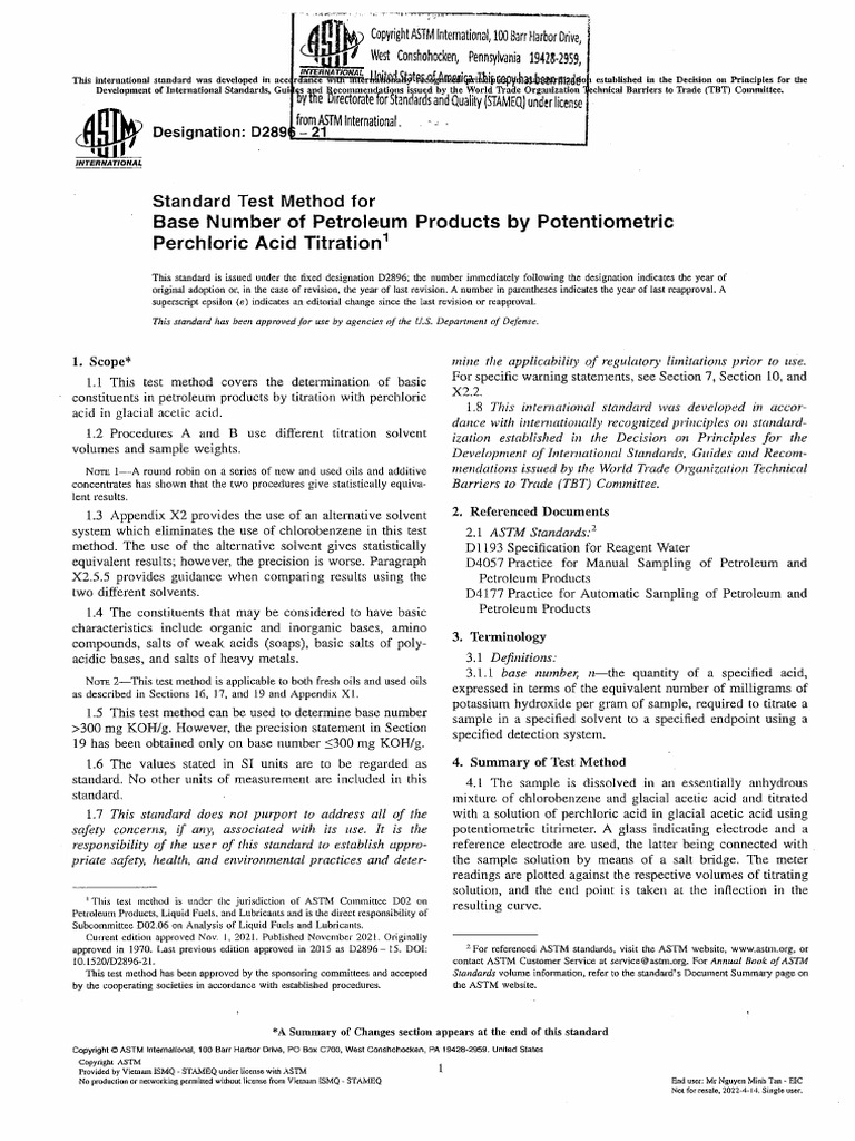Astm D2896-21 | PDF