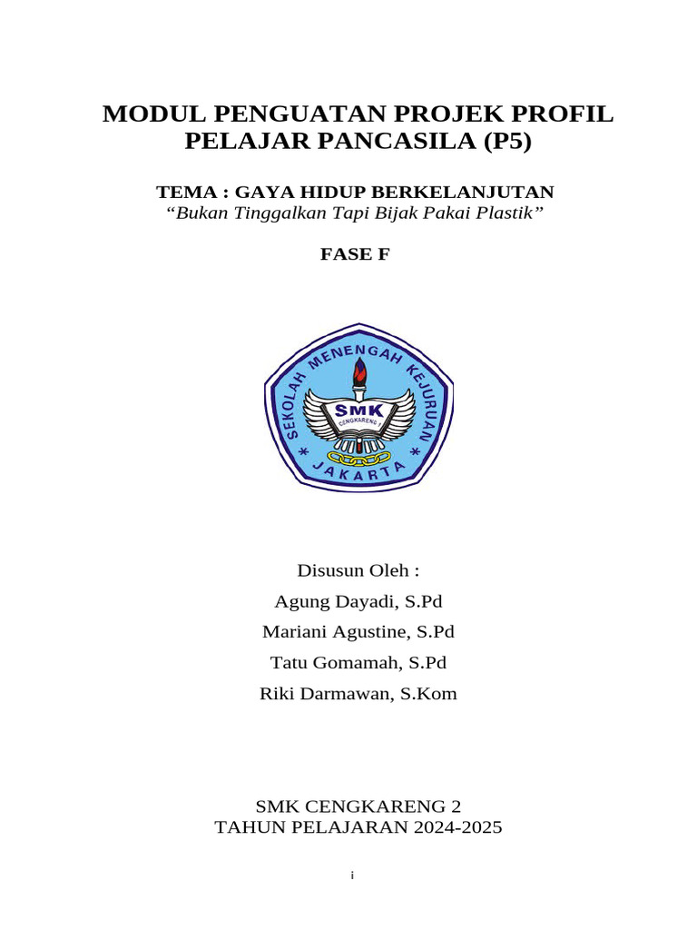 Modul Projek P5 Fase F (Gaya Hidup Berkelanjutan) | PDF