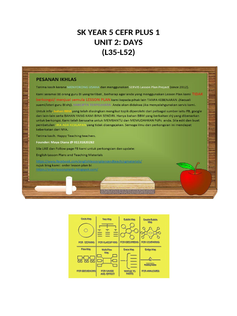 SK Year 5 CEFR Unit 2 DAYS | PDF | Lesson Plan | English Language