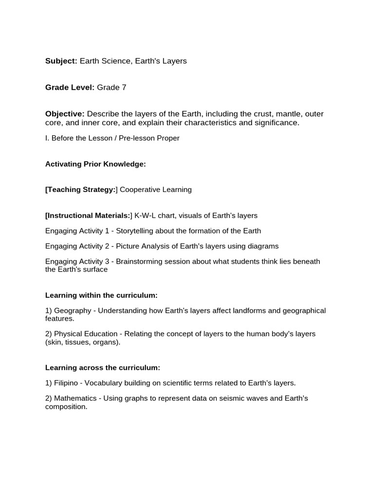 lesson_plan | PDF | Earth Sciences | Geology