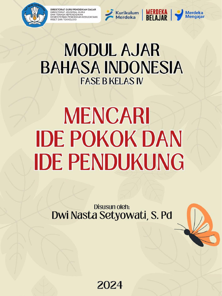 Modul Ajar Bahasa Indonesia - Mencari Ide Pokok Dan Ide Pendukung - Fase B - almaBXqZ38 | PDF
