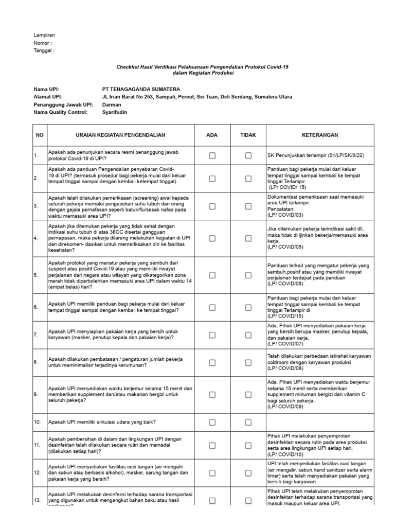 Checklist 16 Points | PDF