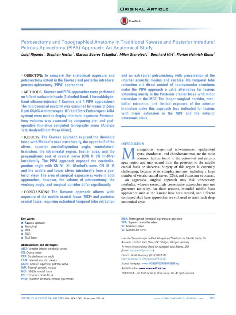 Petrosectomy and Topographical Anatomy in Traditional Kawase and ...