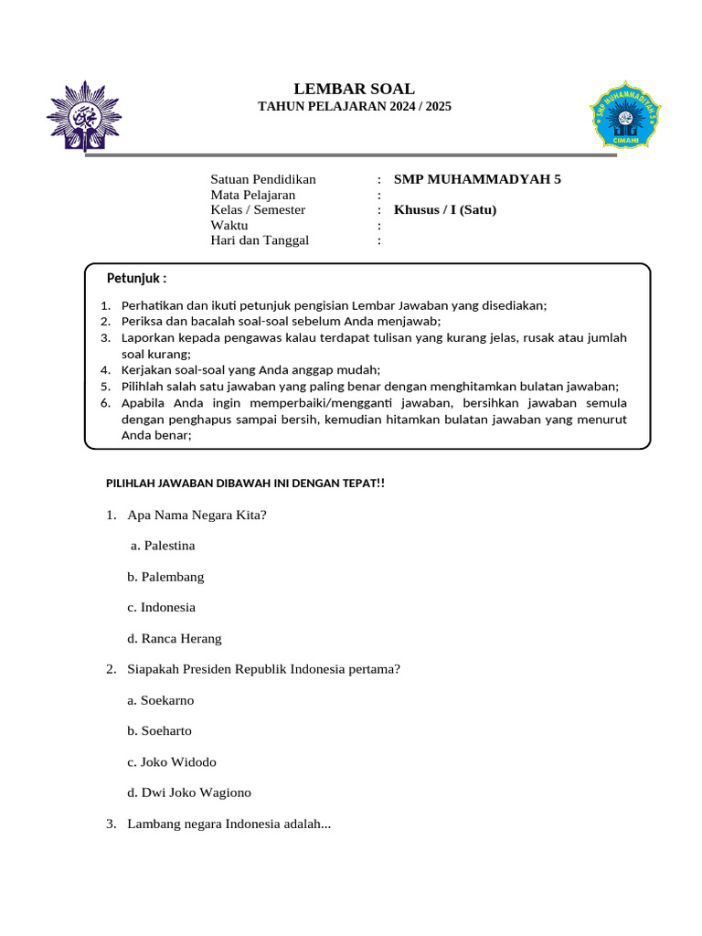 Soal ABK PKN Kelas 7 02 | PDF | Karier & Perkembangan