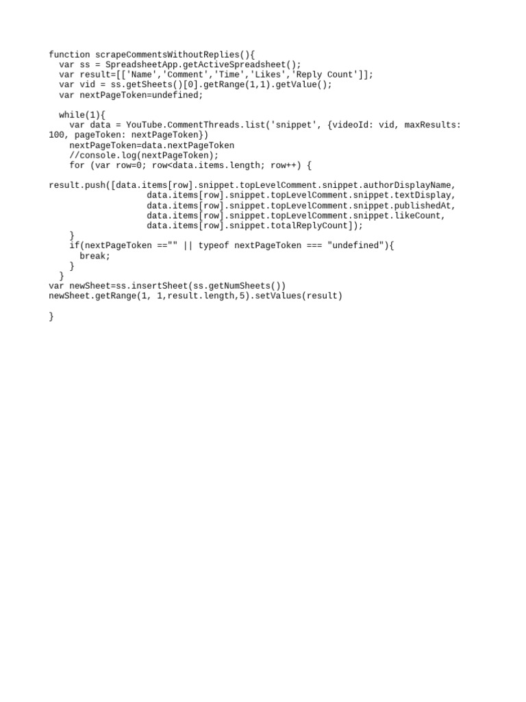 YouTube Comment Scraper Script | PDF