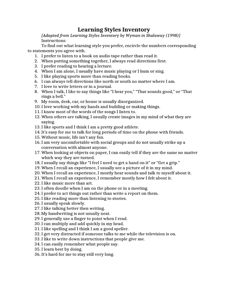 Learning Styles Assessment and Strategies | PDF | Learning Styles ...