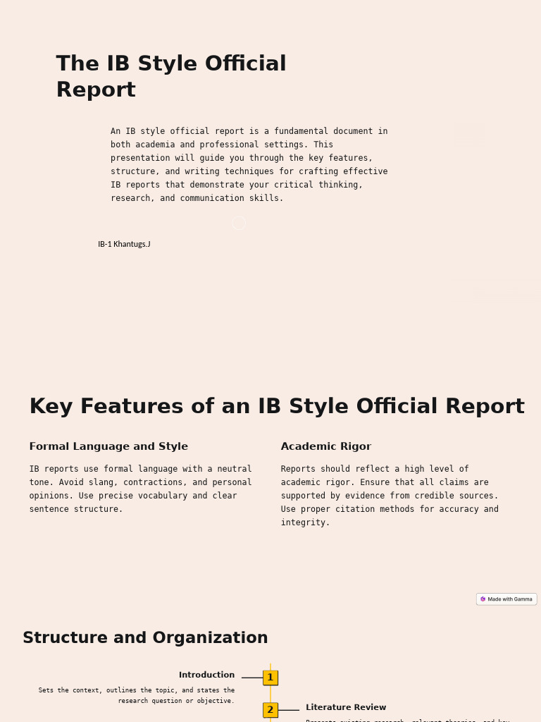IB Style Official Report Khantugs.J0 | PDF | Citation | Methodology