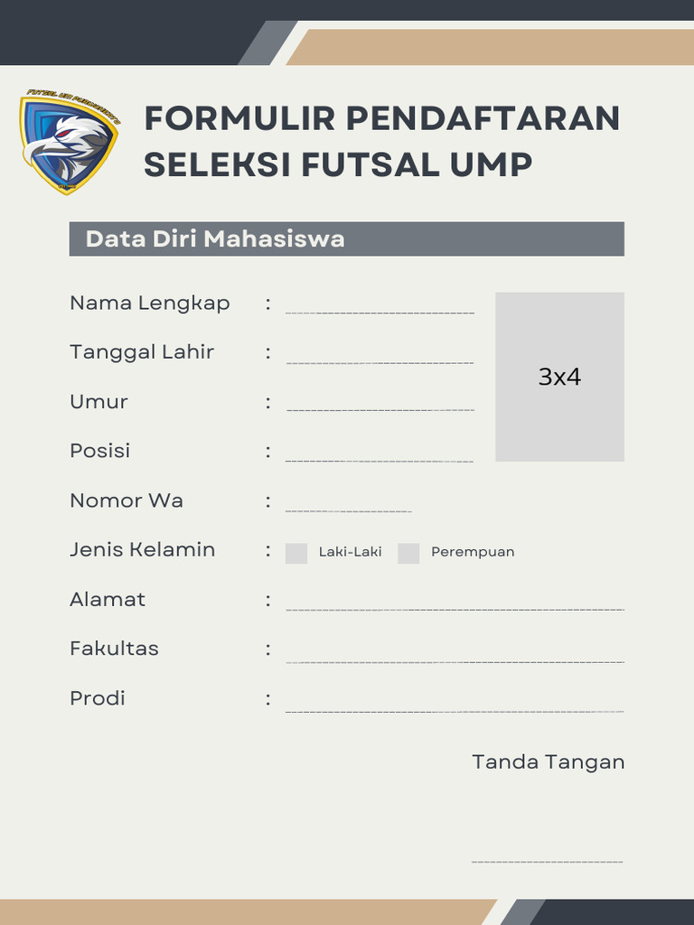 _Formulir Pendaftaran Futsal UMP | PDF