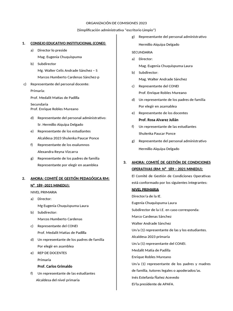 COMISIONES DE ACUERDO MED 2023 Ok | PDF | Enseñando